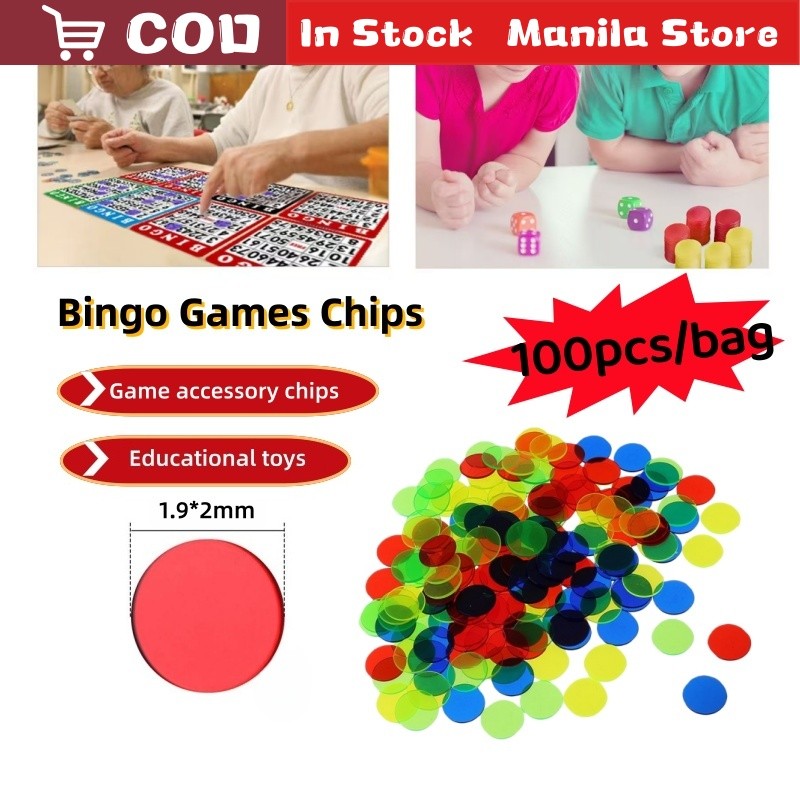 100Pcs/Set Transparent colorful Bingo Chips 19*2mm for Bingo Poker Game ...