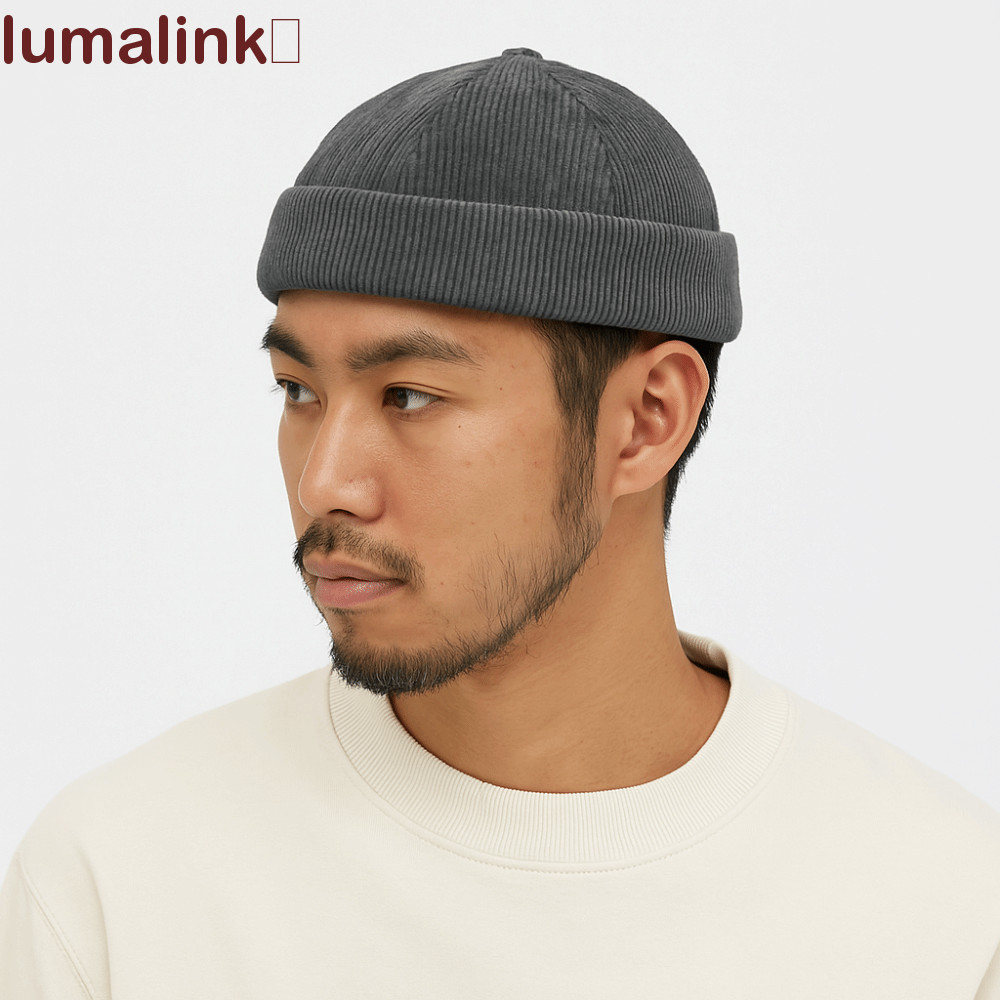 LUMALINK Dome Melon Cap, Adjustable Round Corduroy Brimless Hat ...