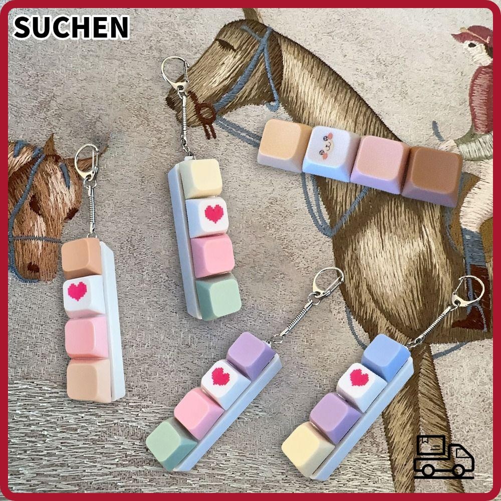 SUCHENPH Fidget Keychain, 4 Keys Keycap Finger Keyboard Cap, Creatve ...