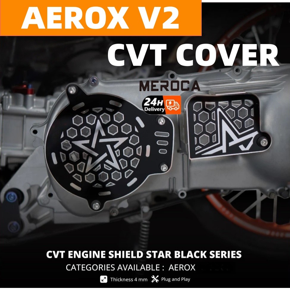 CVT COVER ENGINE COVER FOR YAMAHA Aerox V2 STAR BLACK SERIES Yamaha Cvt ...