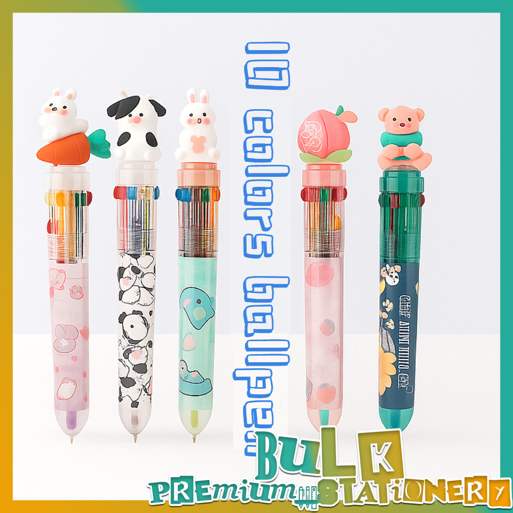 Cute 10 Colors Ball Pen Children Study Gift Various Designs Kawaii Pens ...