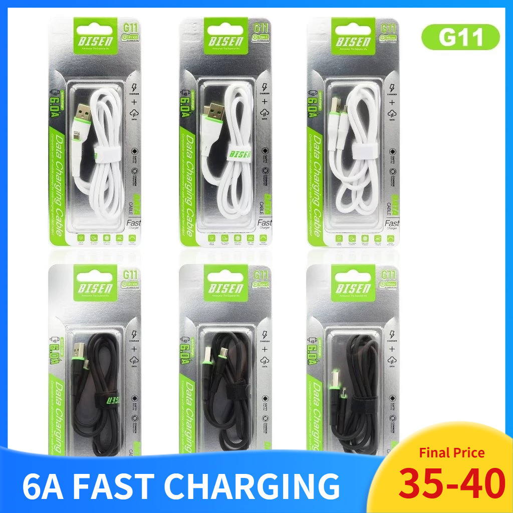 Bisen G11 6A Fast Charging & Data Transfer Cable with 1 Meter Wire for ...