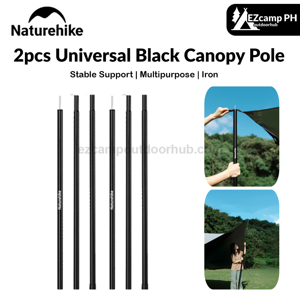 Naturehike 2pcs Universal Black Canopy Pole Set Lightweight Awning Tent ...