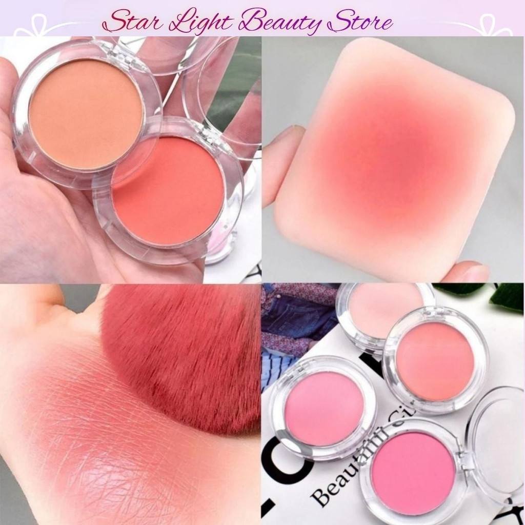Monochrome Blush with Mirror Long Lasting Waterproof Fixer Rouge Peach ...