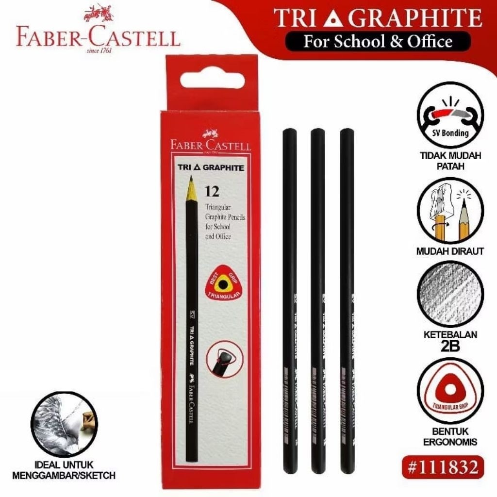 Faber Castell 2B Tri Graphite Pencil (12PCS/SET) Faber Castell 2B Tri ...