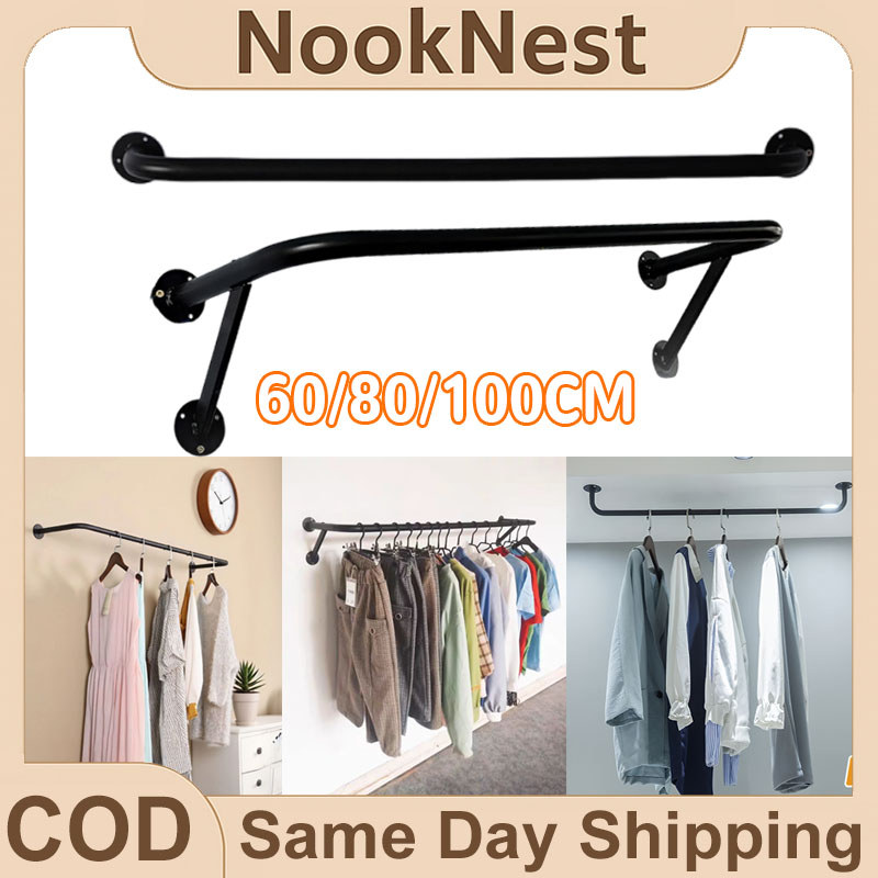 NookNest Metal Clothes Rack Wall-Mounted Hanger Clothes Sampayan Wall ...