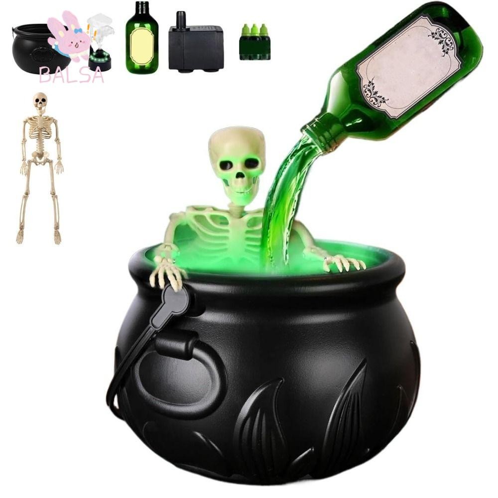 BALSA Halloween Cauldron Decor, Black Plastic Skeleton Witches Cauldron ...