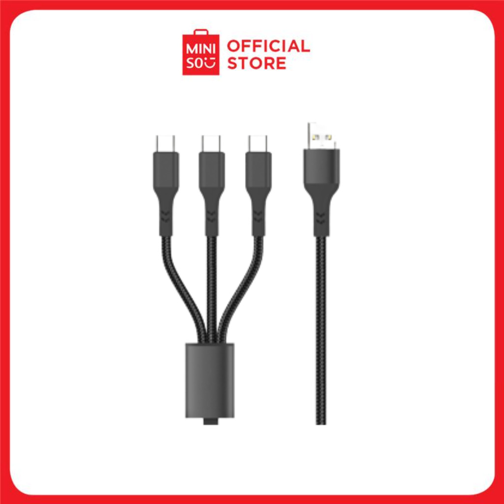 MINISO Macaron Series 3-in-1 Charging Cable (3 USB-C Ports)(Black ...