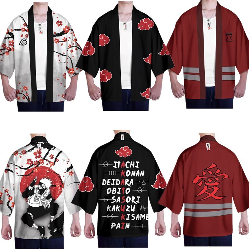 Sun Man Naruto Naruto Akatsuki Cardigan Haori Cloak Kimono Robe3D ...