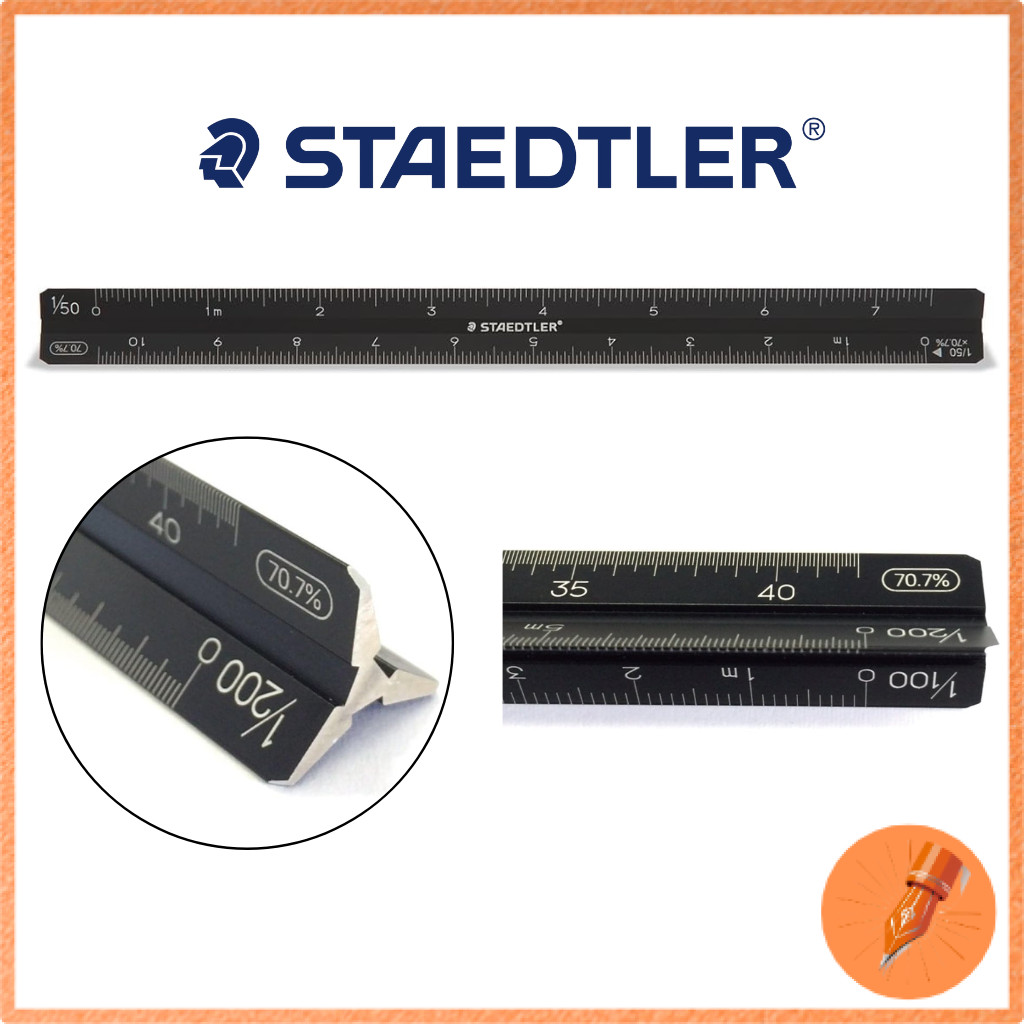 Staedtler Ruler Triangular Scale Aluminum Copy Down 15cm 561 7-15 ...