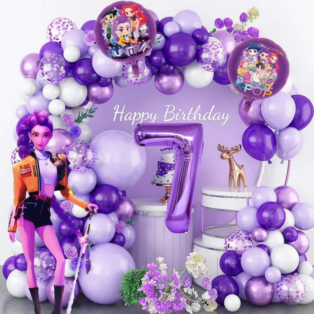 Demon hunter rumi birthday decoration set balloon for girl baby shower ...