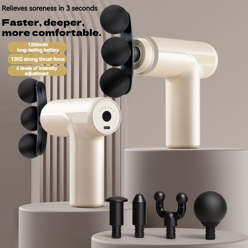 3-Head Mini Fascia Massage Gun Body Massager Deep Click Relax Shoulder ...