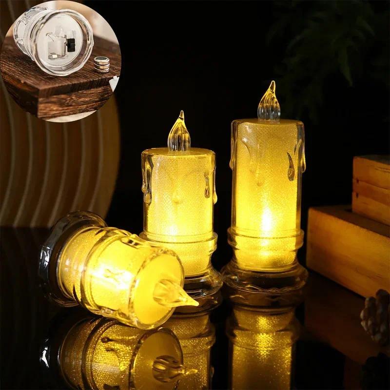 2PCS Christmas Birthday Candle Mini LED Candle Light Crystal Style Xmas ...