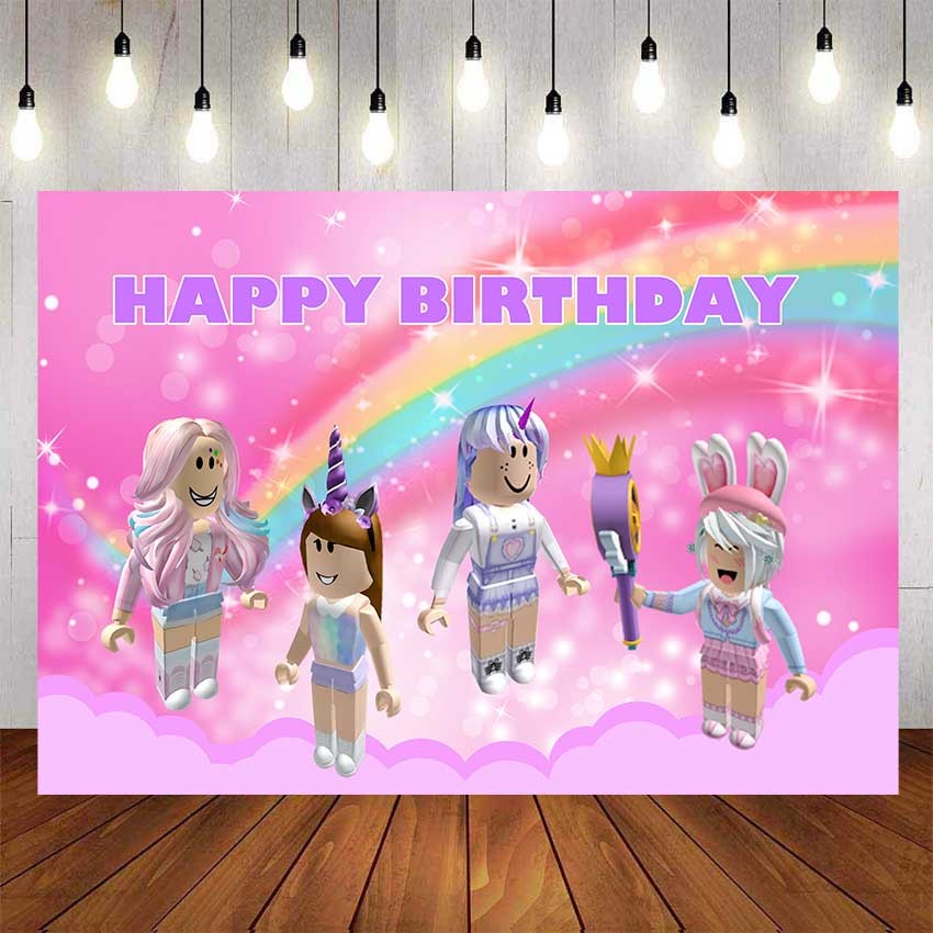 Pink Roblox For Girls Backdrop For Photography Baby Shower Kids ...