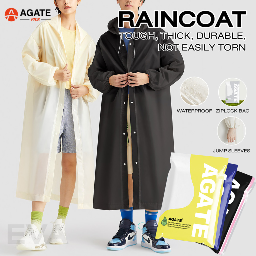 【Agate Design】Men and Women Raincoats Transparent Lightweight Adult ...
