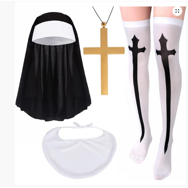 Ready Stock Fast Shipping Halloween Nun Dress Up Suit Holiday Party Cosplay Dress Up Props ...