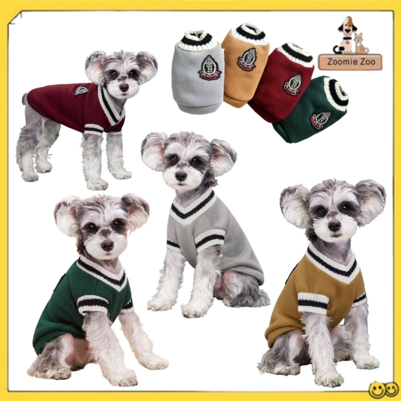 Pet Clothes Dog Waistcoat Knit Pet Vest British Style Pet Wear V-neck ...