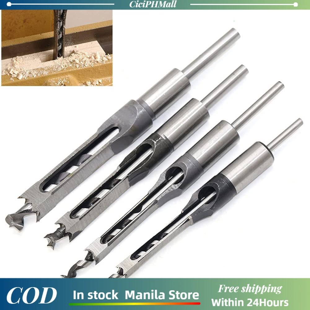 4Pcs Woodworking Square Hole Drill Bits Wood Mortising Chisel Set ...