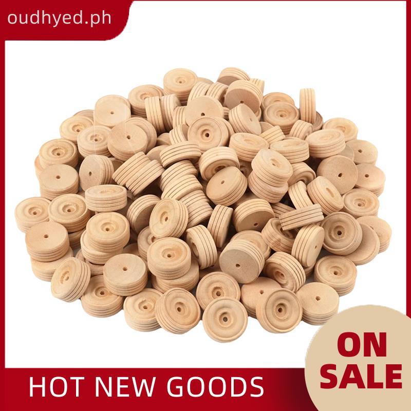 PHOU 100pcs Wooden Toy Wheels Mini Wood Wheels Treaded Style for DIY ...