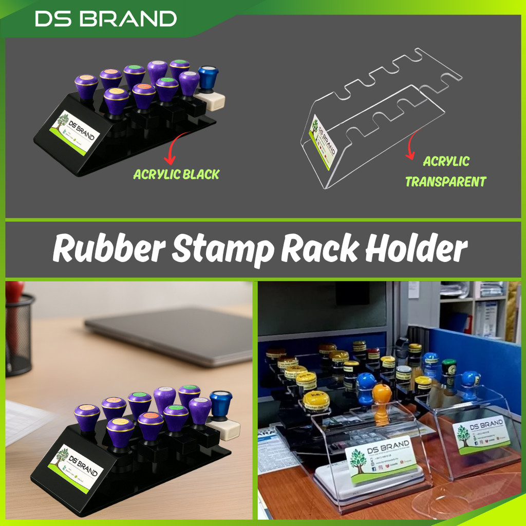 Rak Cop Getah Acrylic Premium / Rubber Stamp Holder 10 Slot Organizer ...