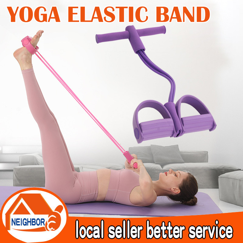 Yoga Training Tension Rope 4 Tube Resistance Band Elastic Band Sit-ups ...