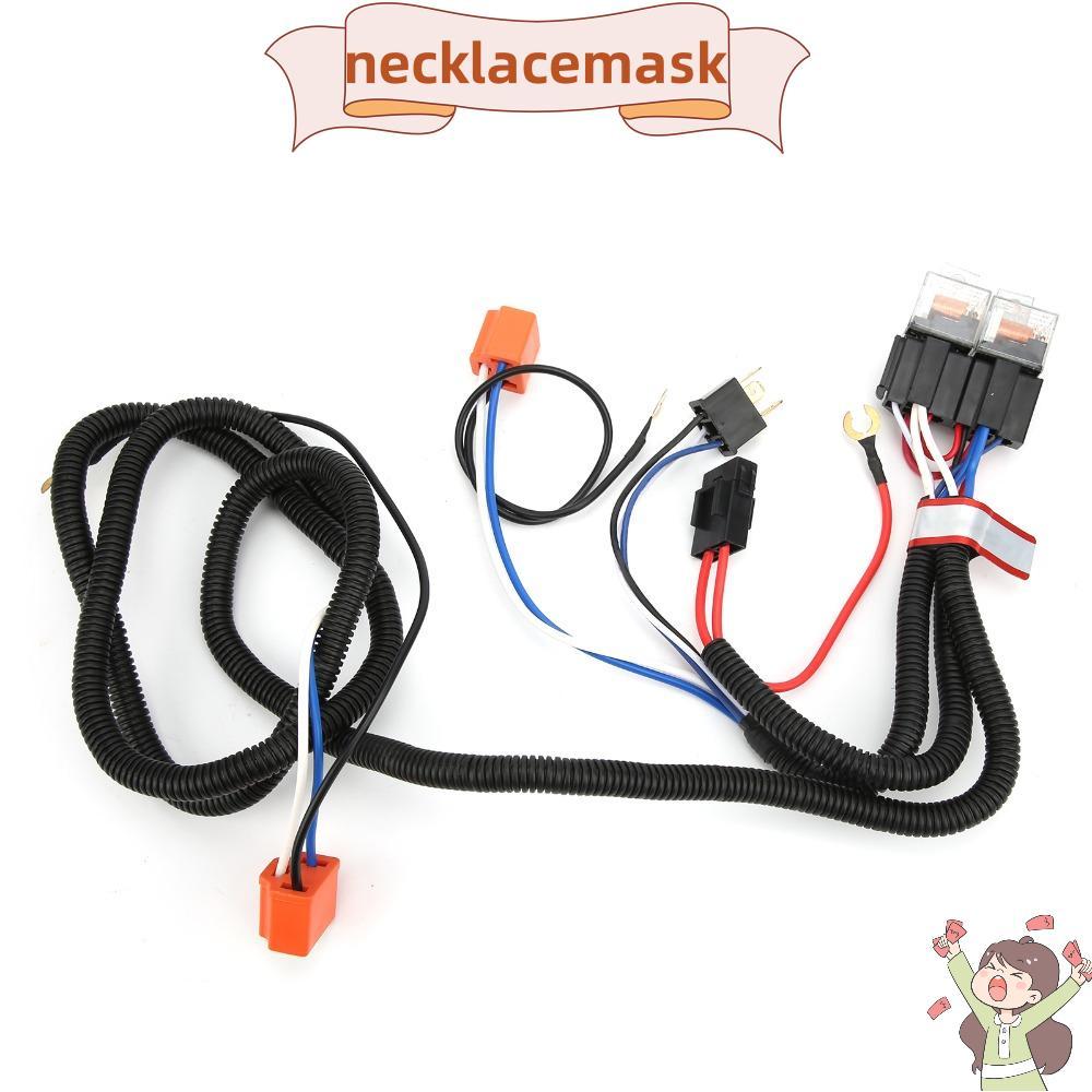 NECKLACEMASK H4 Headlight Relay Harness, DC 12V Ceramic Socket Headlamp ...