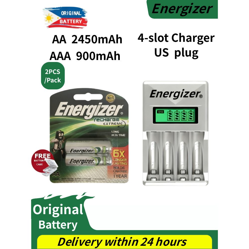 2pcs Original Energizer 1.2V AA 2450mah Ni-MH Rechargeable Battery With ...