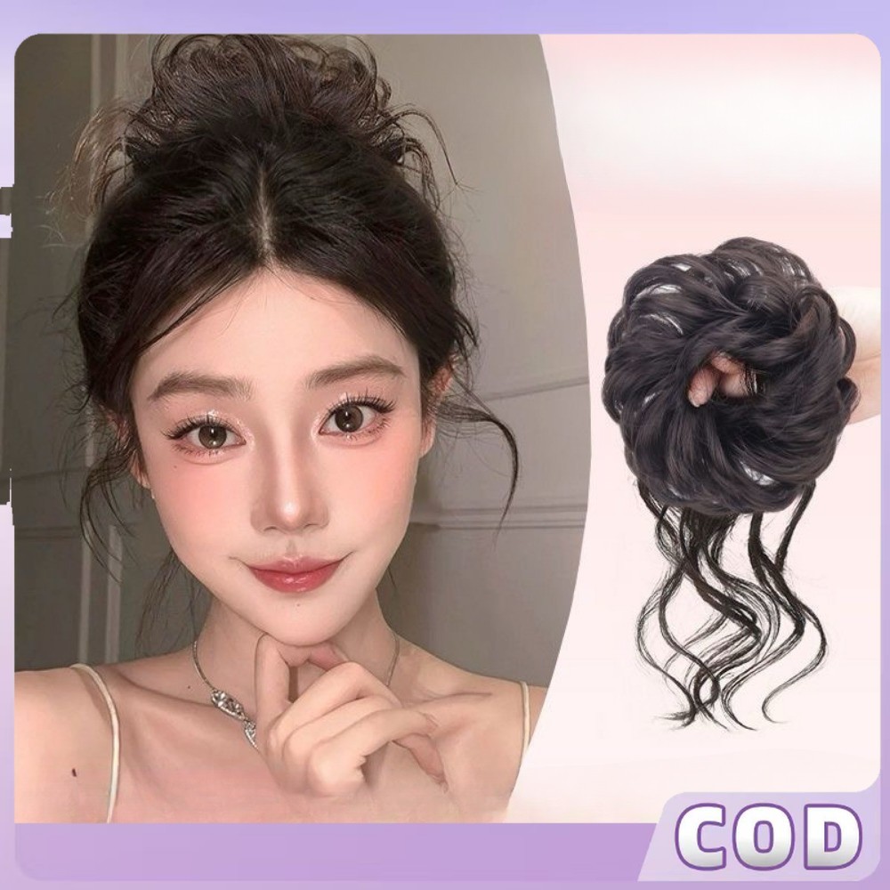 Hair Bun SET Synthetic Messy Bun Chicken Tail Curls Fluffy Lazy Bride ...