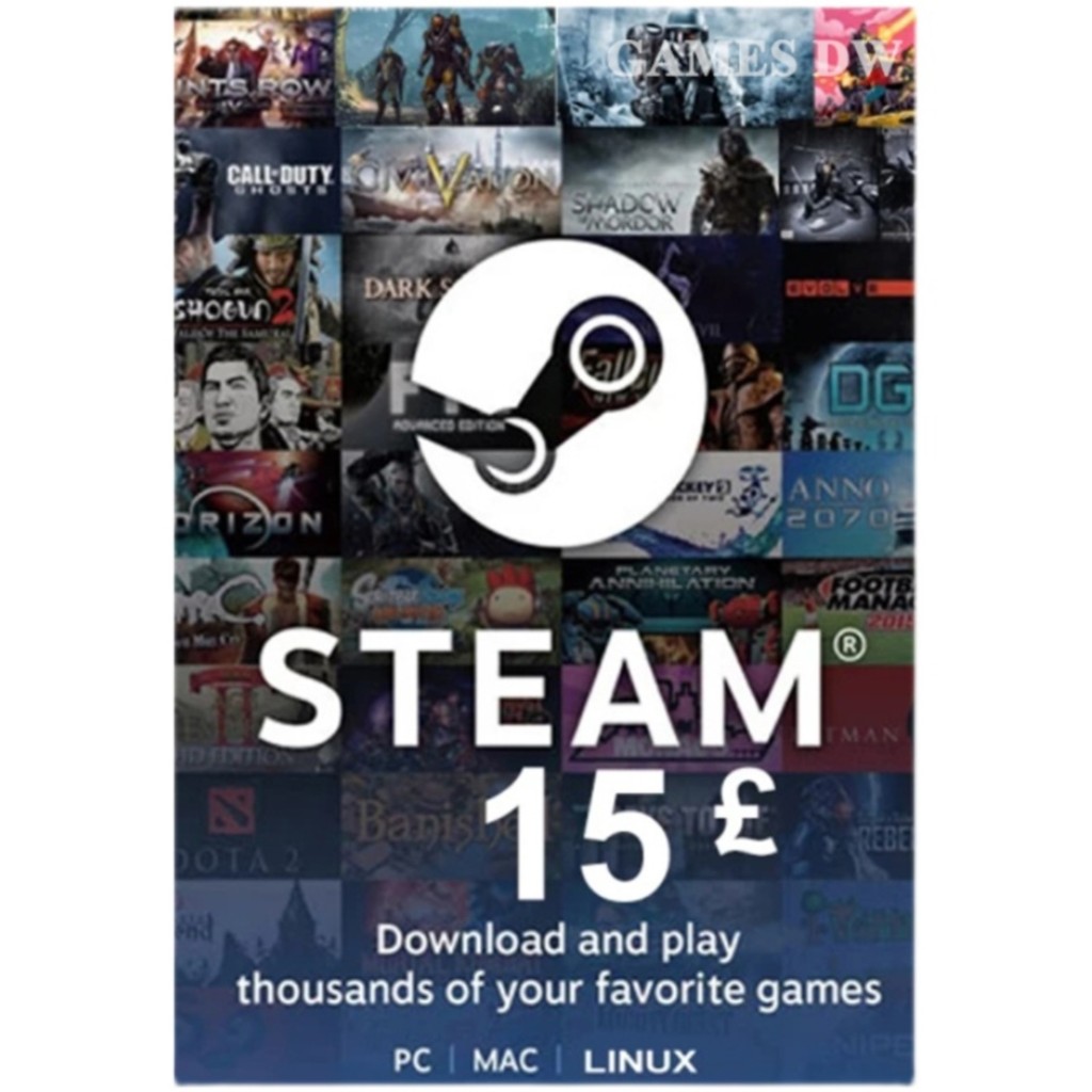 Steam Wallet Card £15 GBP UK British Steam Wallet Digital Gift ...