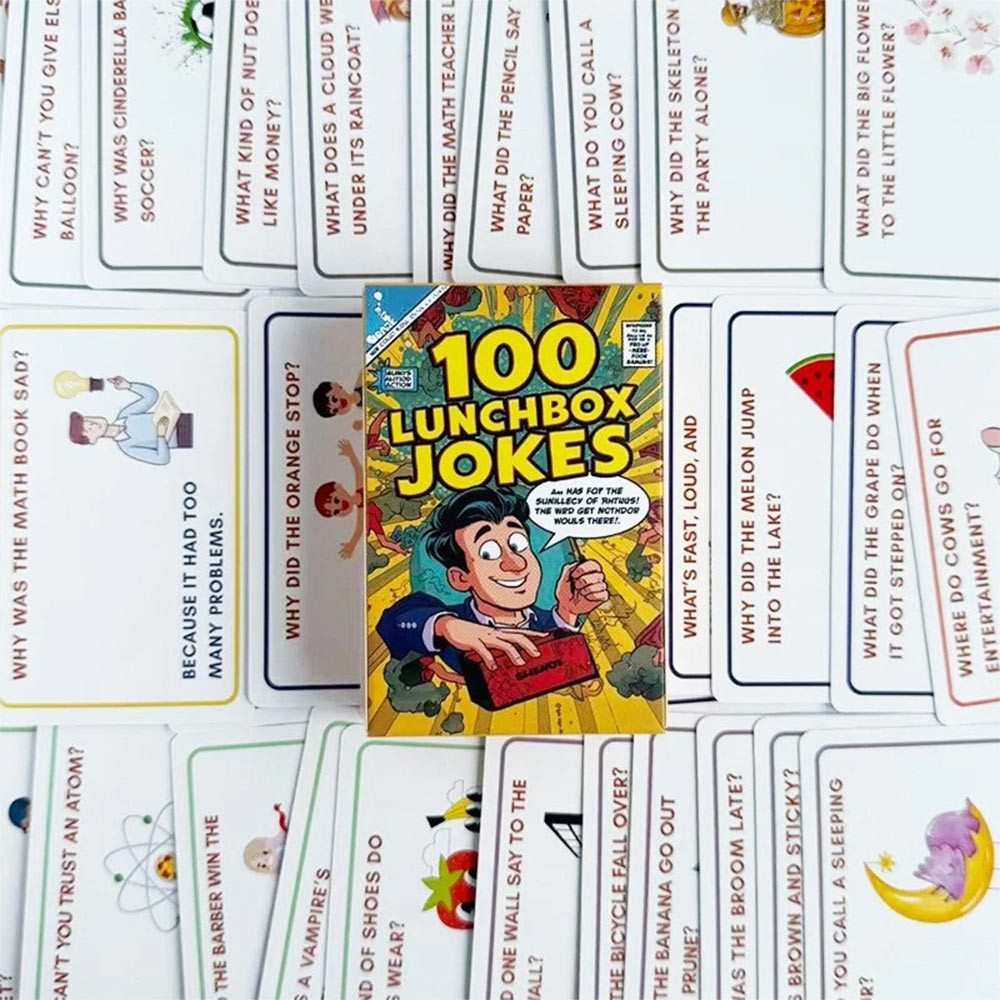 100 Lunchbox Jokes Cards: Fun Kids' Snack Time Humor, Portable Game Set ...