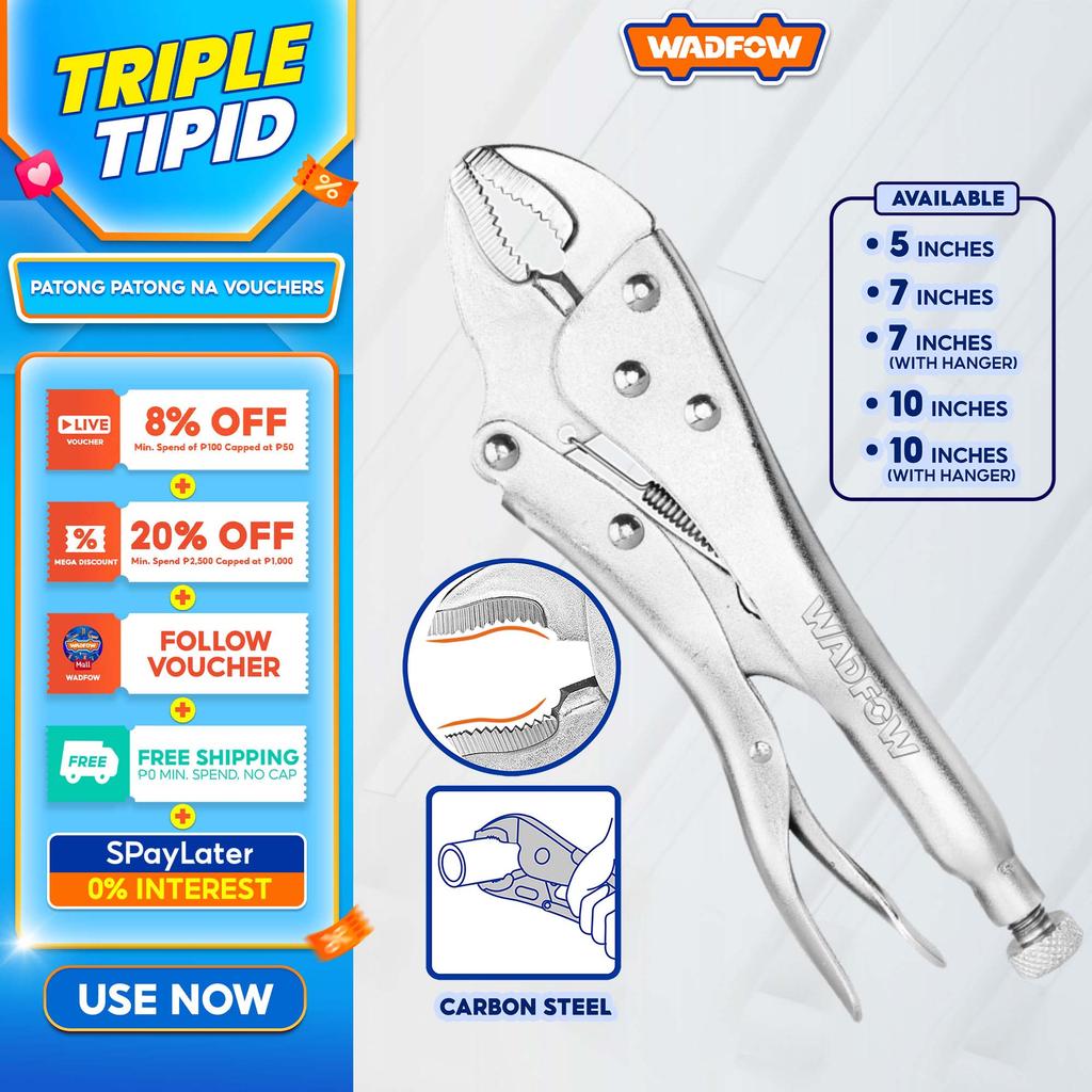 Wadfow 5" 7" 10" Carbon Steel Curved Vice Grip Plier Jaw Vise Heavy ...