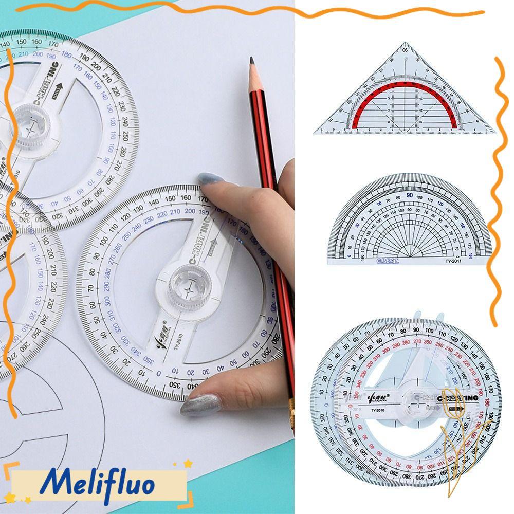 MELIFLUO 180/360 Degree Protractor, Plastic Triangle/Half Round Angles ...
