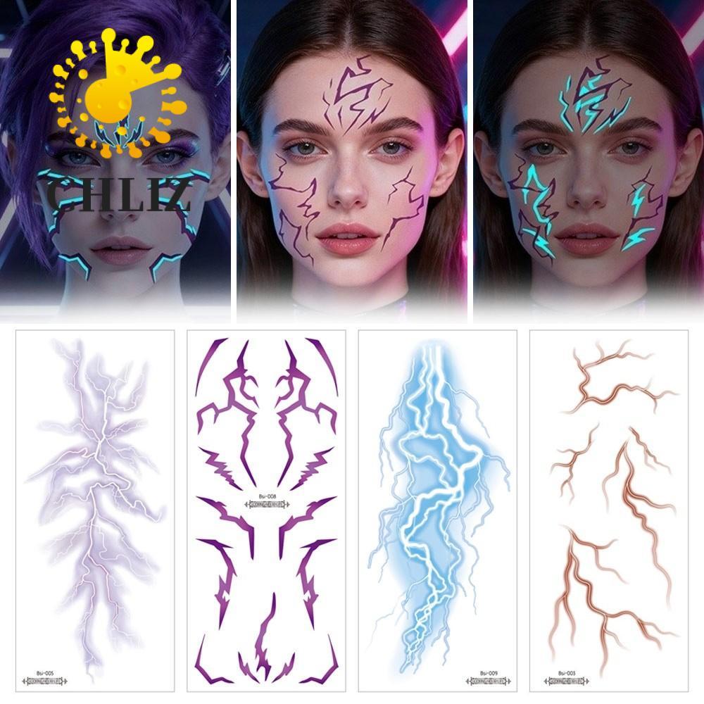 CHLIZ Temporary Tattoos, Anime KPop Demon Hunters Lightning Bold Makeup ...