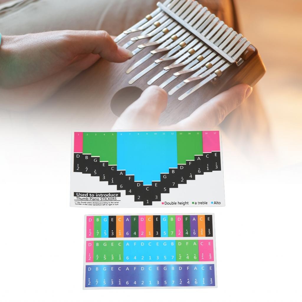 etopmall-PH Colorful Kalimba Scale Sticker Thumb Piano Key Stickers ...