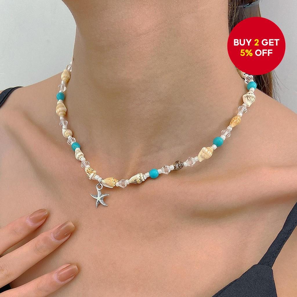 Bohemian Shell Necklace Women Resin Starfish Pendant Beach Jewelry ...