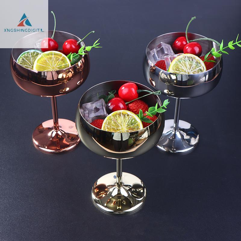 ZJPG> 304 Stainless Steel Goblet Cocktail Glass Unbreakable Red Wine ...