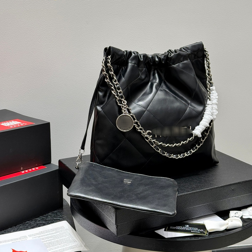 C/New Style Genuine Leather Calfskin Texture Chain Garbage Bag One ...