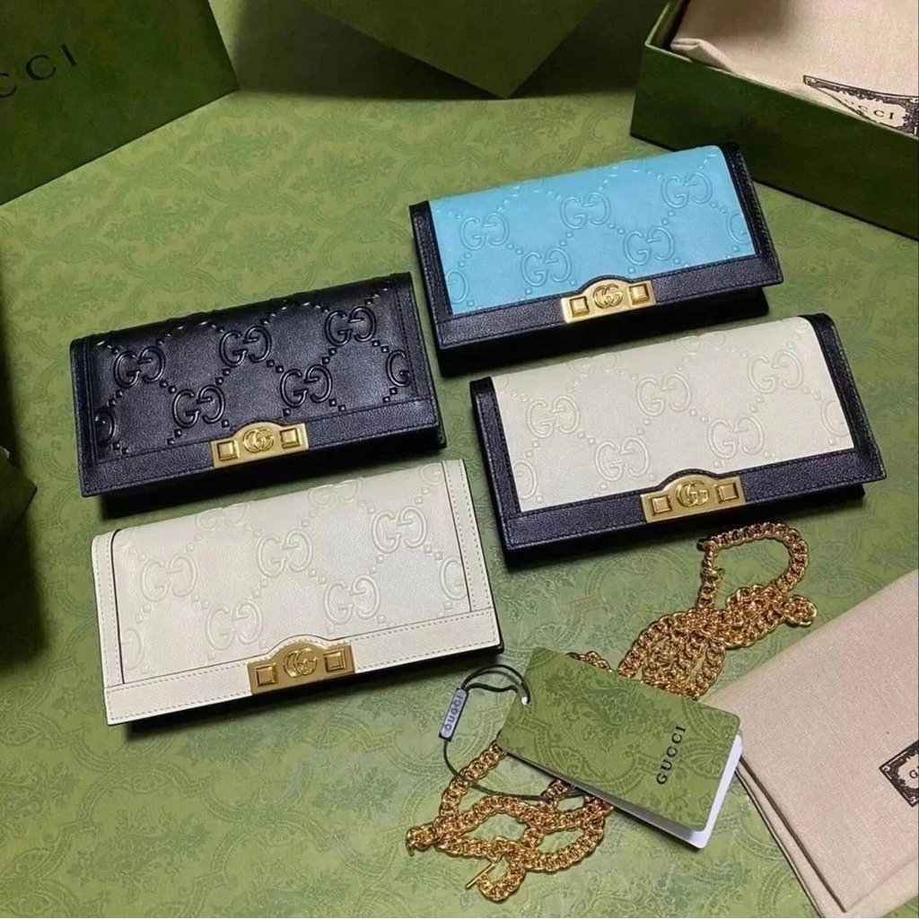 Gucci WOC Envelope Bag Chain Bag Long Wallet 3NQG | Shopee Philippines