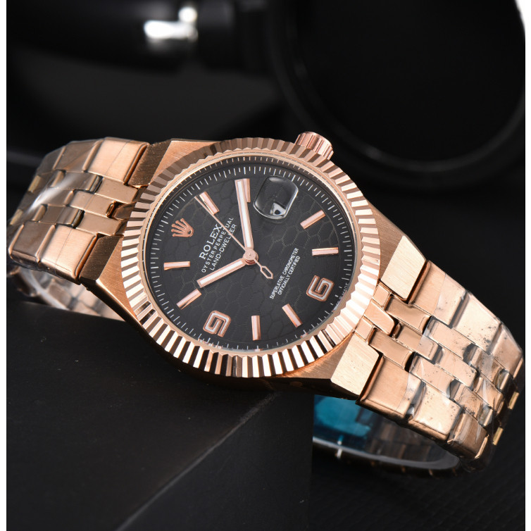 Rolex Men's Watch Quartz Movement Honeycomb Digital Dial Rose Gold ...
