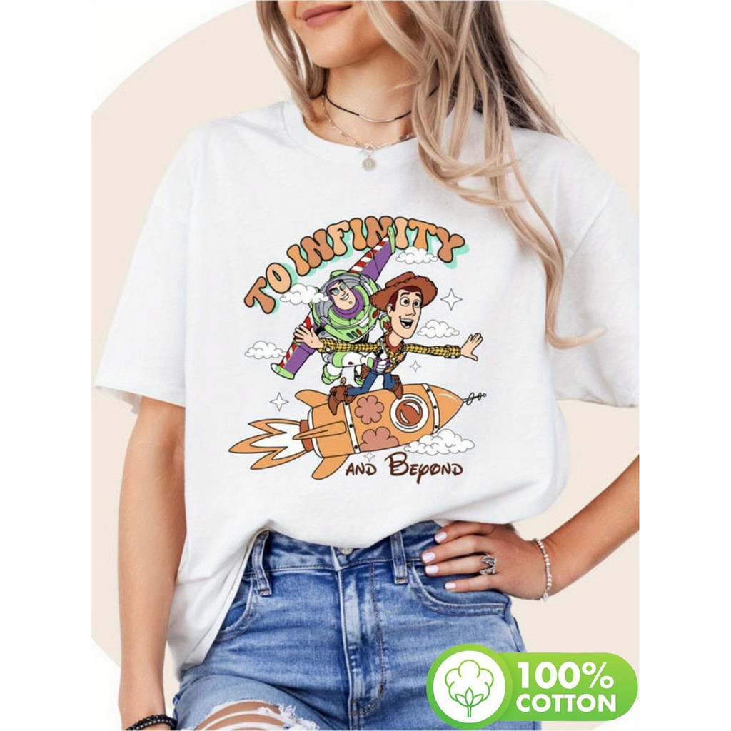 Disney Women'S Cartoon Print T-Shirt - "To Infinity and Beyond" Space ...