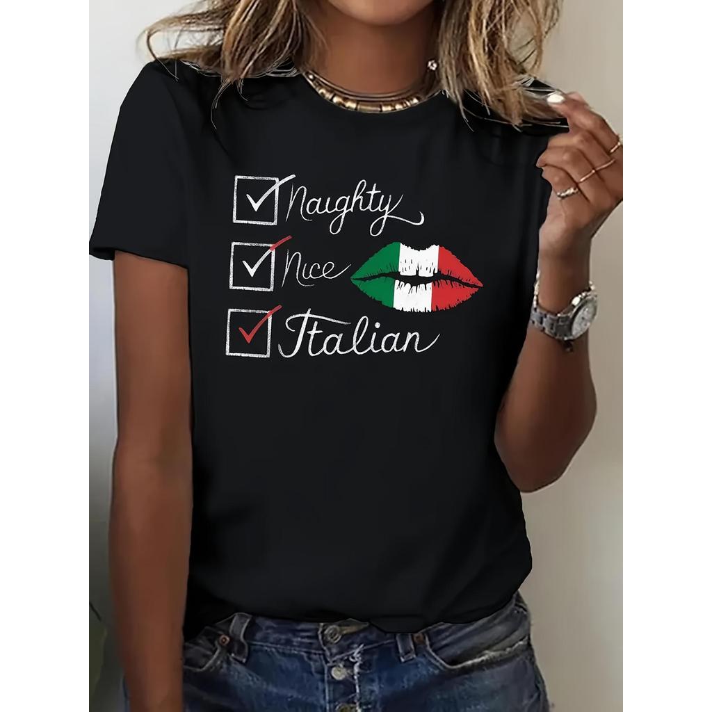 Italian Three Vertical Checkbox Women'S T-Shirt Comfort Fit | Shopee ...