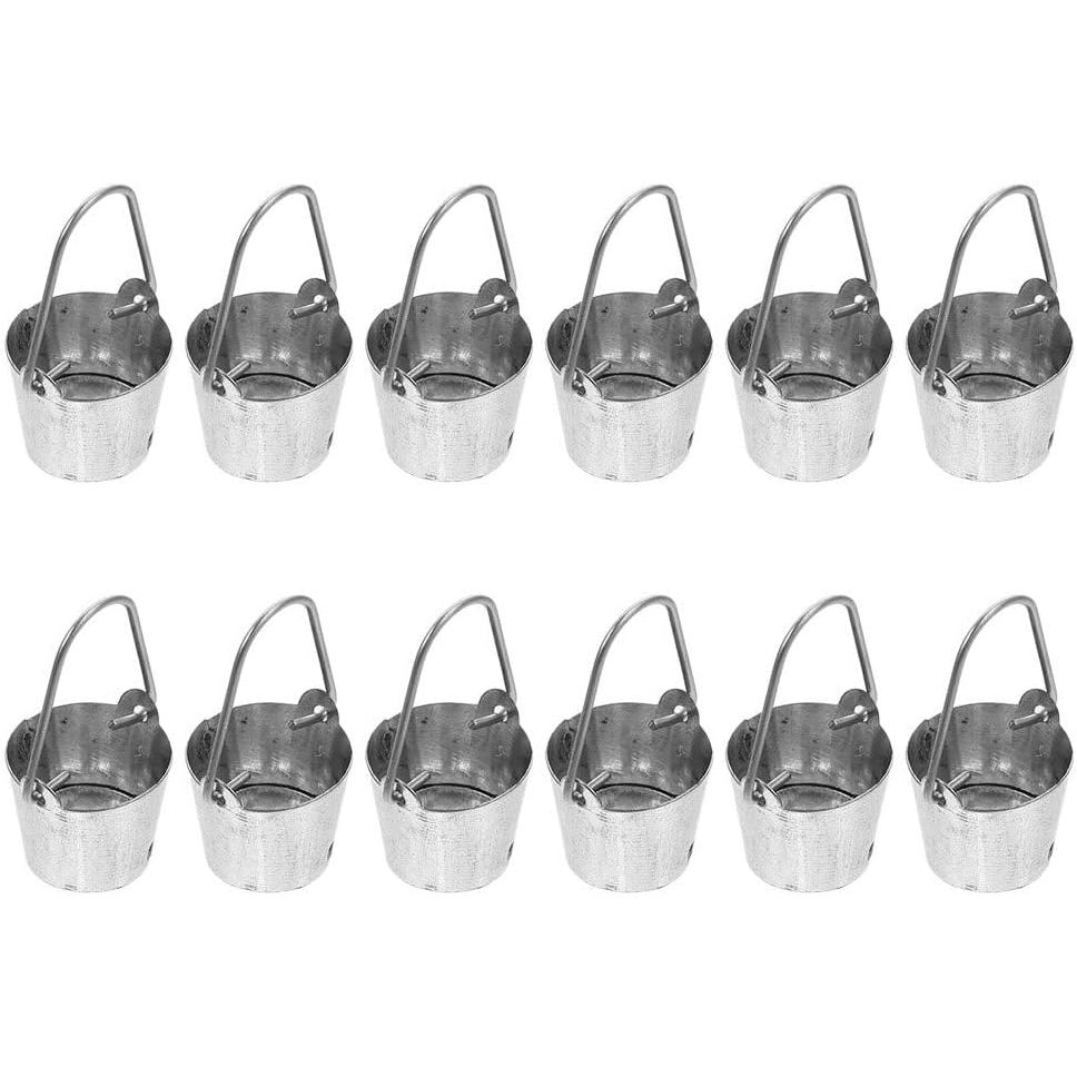 Mipcase 12pcs Mini Metal Bucket with Handles Miniature Garden Buckets ...