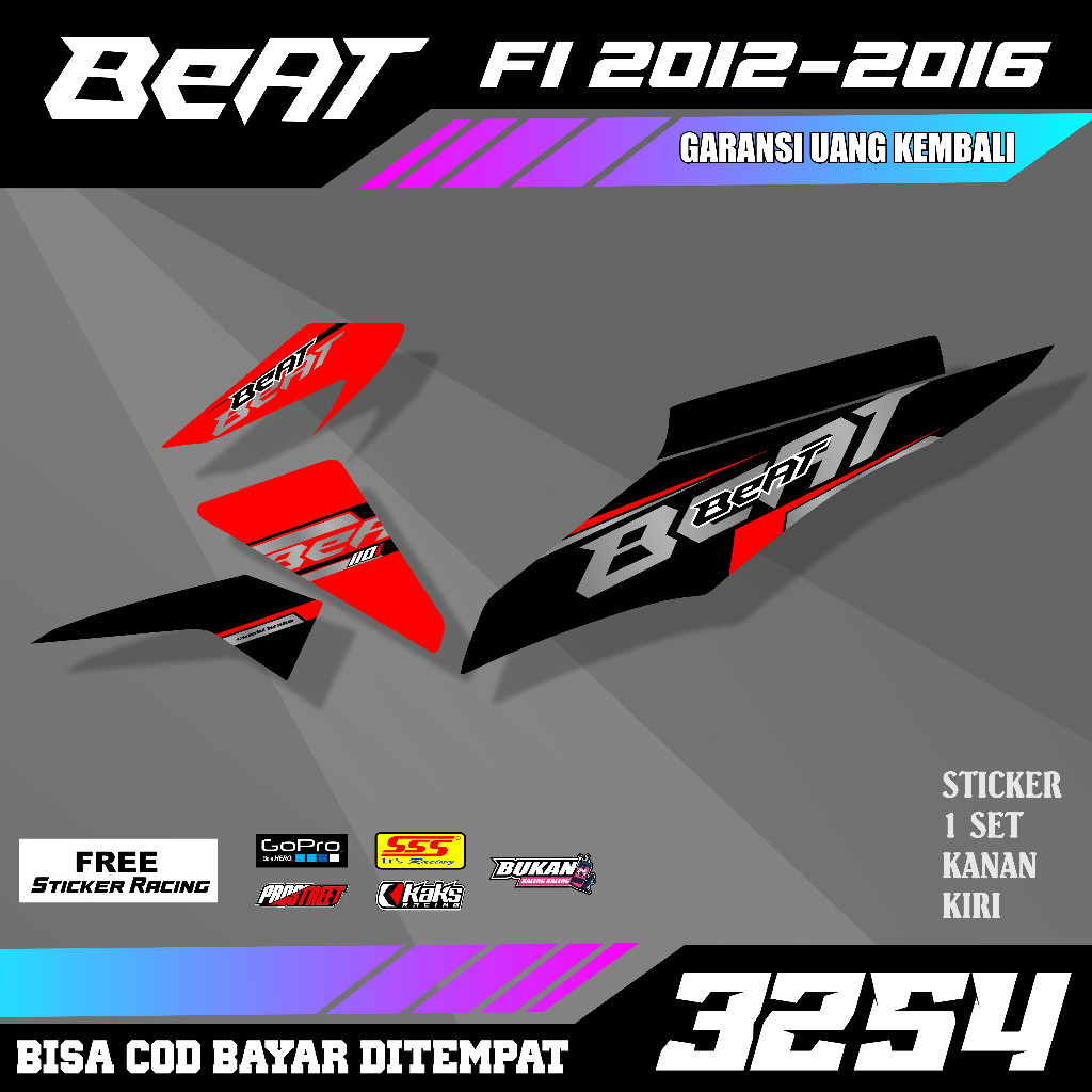 STRIPING STICKER LIS DECAL BEAT FI OLD INJECTION 2013-2016 SEMI FULL ...