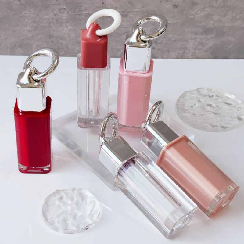 // Y&F // 4ml Empty Lip Gloss Tube With Big Brush Keychain Square Clear ...