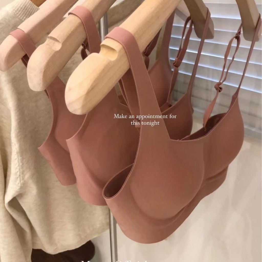 METWO Small Square Neck French Latex Bra Seamless Wireless Bare Skin ...