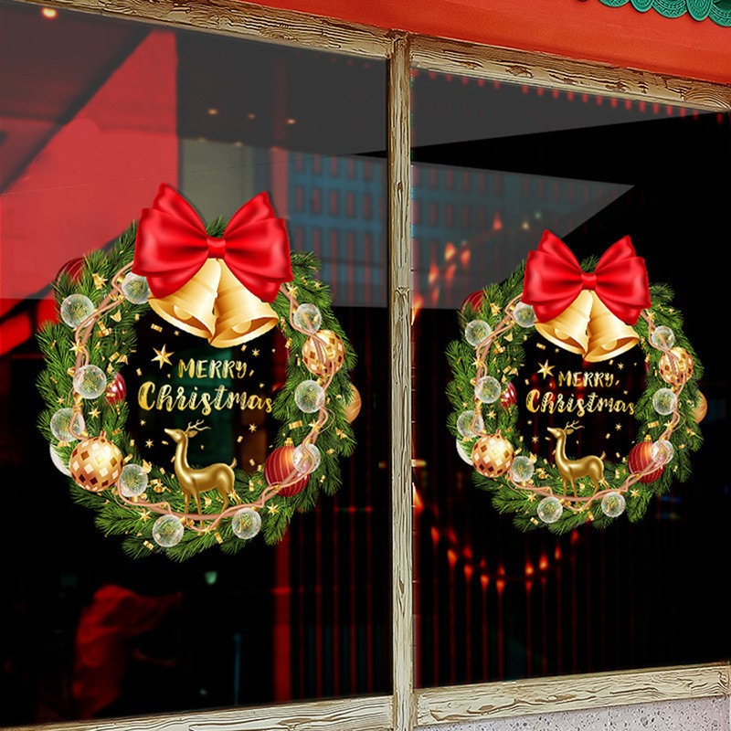 Christmas Day Decorations Shop Windows Flower Garlands Electrostatic ...