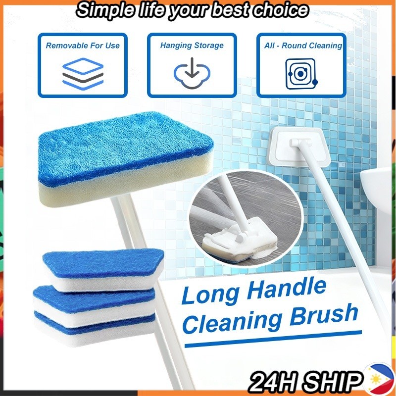 Bathroom Cleaning Brush with Rotating Head Multifunctional Long Handle ...