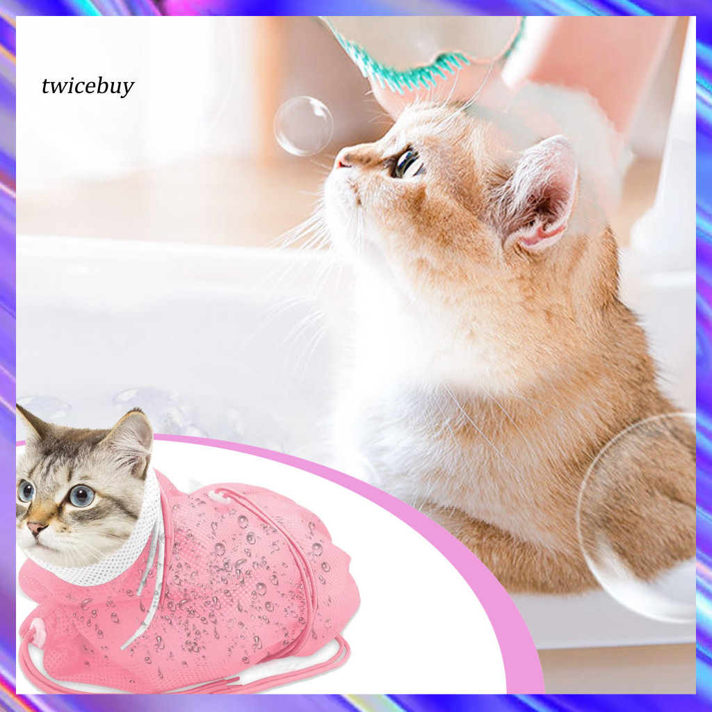 [TY] Durable Cat Grooming Bag Cat Bath Bag Adjustable Cat Bathing Bag ...