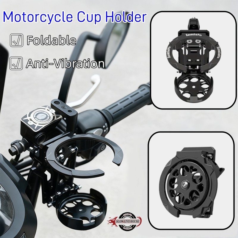 Motorcycle Cup Holder Foldable Anti-Vibration 360°Rotatable Motorcycle ...