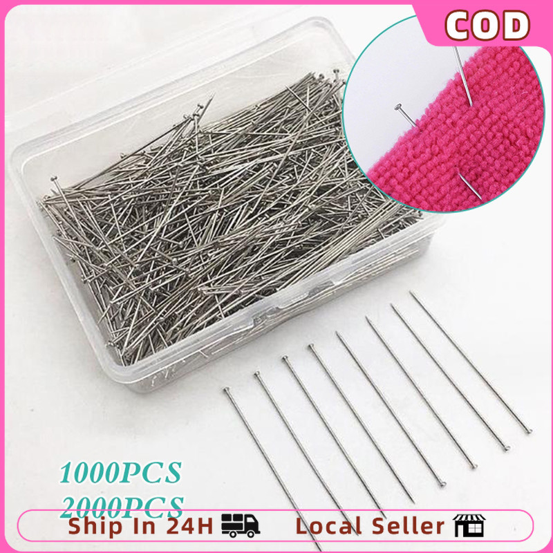2000Pc 26mm Straight Pins Silver Sewing Pins Solid Headed Steel Pin ...